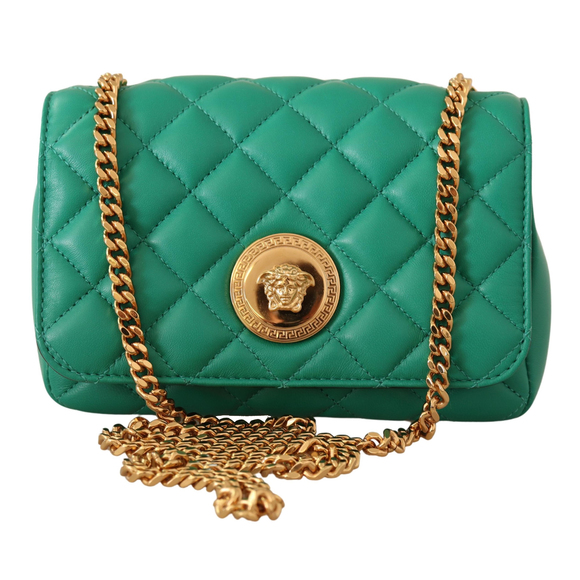 Versace | Bags | Versace Green Nappa Leather Medusa Small Crossbody Bag ...